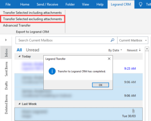 How to transfer emails into Legrand CRM – Legrand CRM Knowledge Base