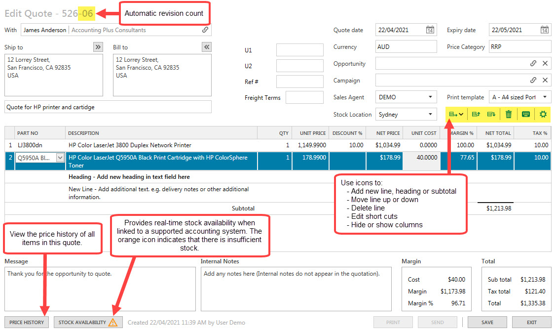 How to create and send a Quote – Legrand CRM Knowledge Base