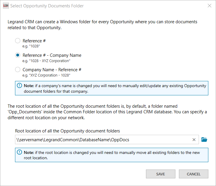 How to define path file location for Opportunity Documents – Legrand CRM Knowledge Base