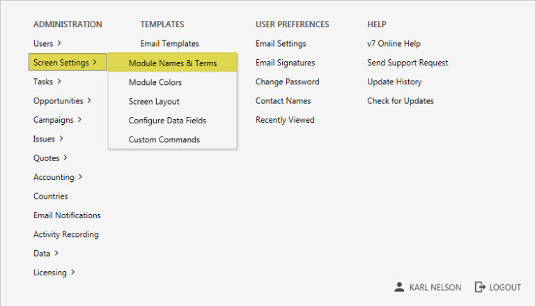 How to edit the module names & terms – Legrand CRM Knowledge Base