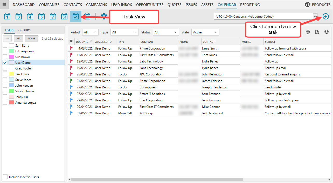 How to create a Calendar Event or Task – Legrand CRM Knowledge Base