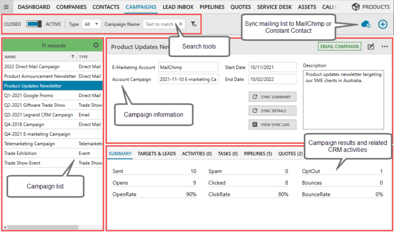 Campaigns Module Overview – Legrand CRM Knowledge Base