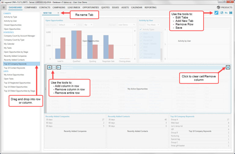 Dashboard Overview – Legrand CRM Knowledge Base