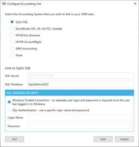 How to connect Legrand CRM with Sybiz SQL – Legrand CRM Knowledge Base